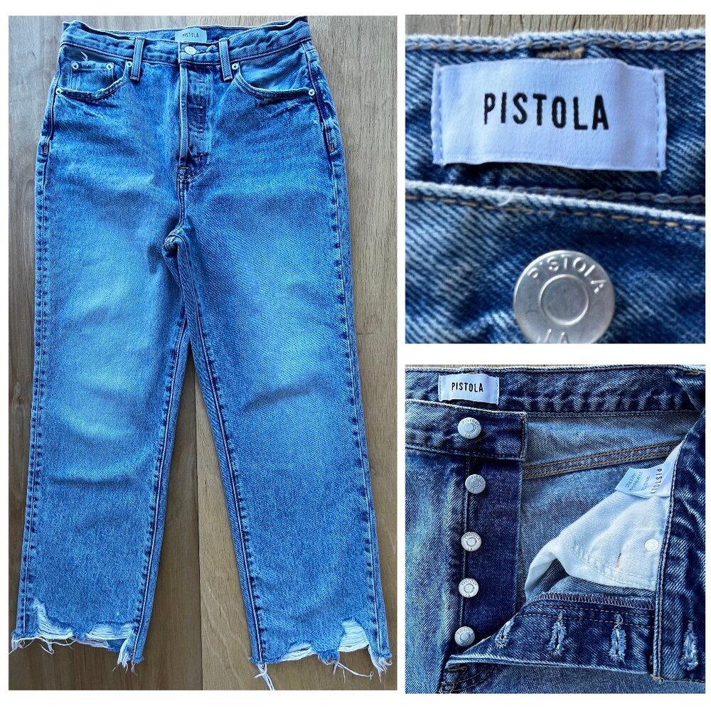Pistola Crop Button Fly High Rise Women’s Wide Leg Je… - Gem